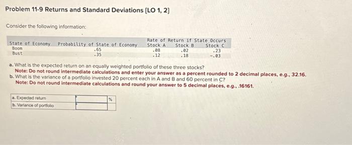 Problem 11-9 Returns and Standard Deviations [LO 1, | Chegg.com Problem 11-9 Returns and Standard Deviations [LO 1, | Chegg.com