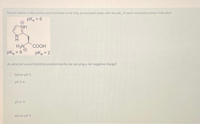 Shown below is the amino acid histidine in its fully | Chegg.com