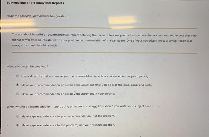 Solved 5. Preparing Short Analytical Reports Read the | Chegg.com