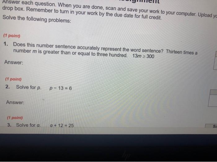 Solved Answer each question. When you are done, scan and | Chegg.com