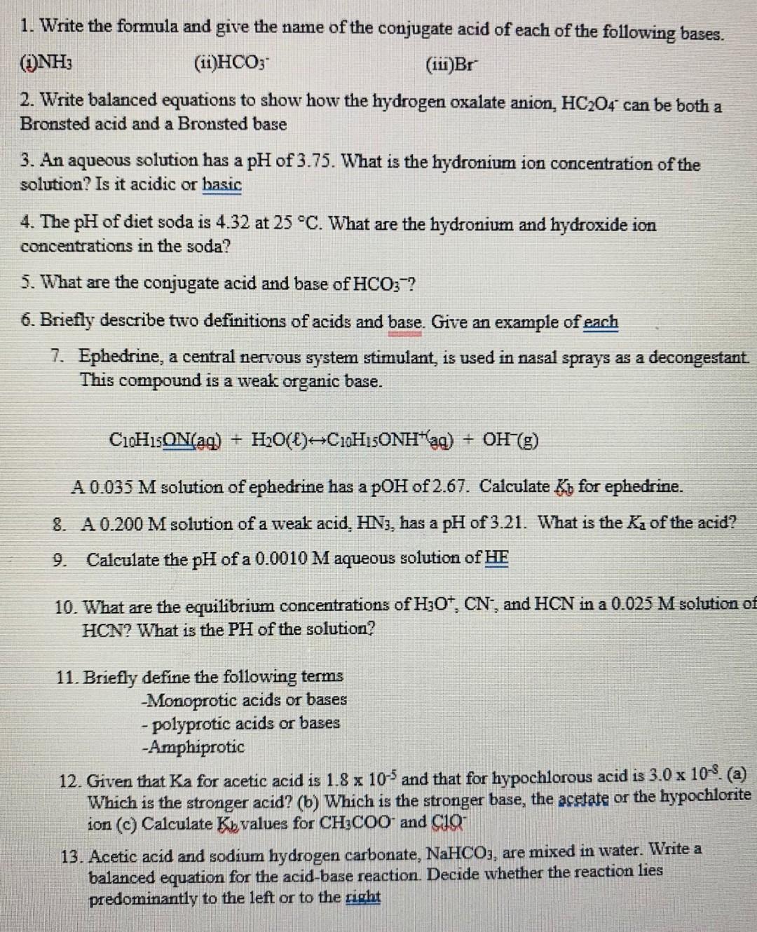 Solved 1. Write the formula and give the name of the | Chegg.com