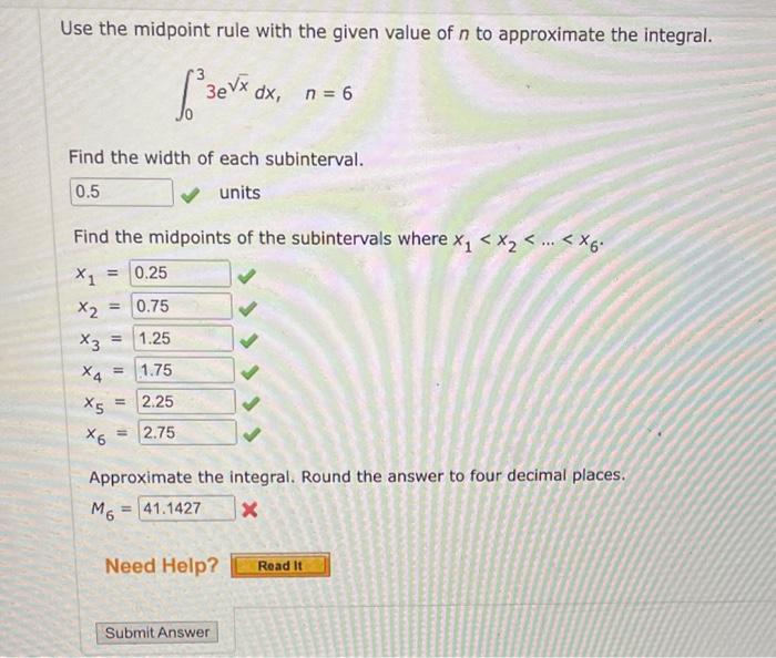 Solved Use the midpoint rule with the given value of n to | Chegg.com