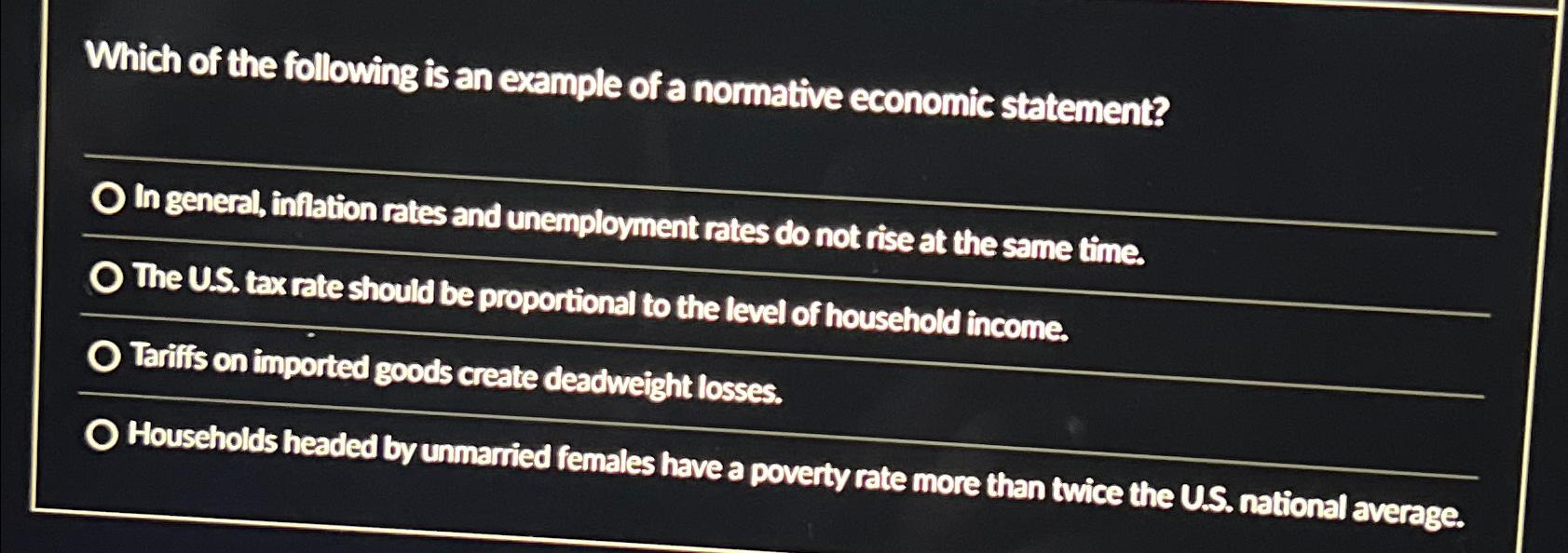 Solved Which of the following is an example of a normative | Chegg.com