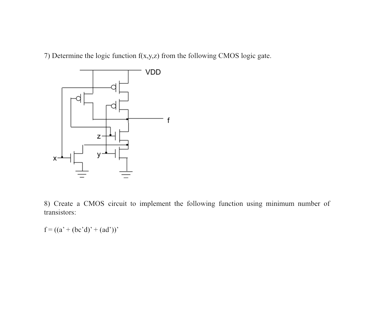 Solved Determine the logic function f(x,y,z) ﻿from the | Chegg.com