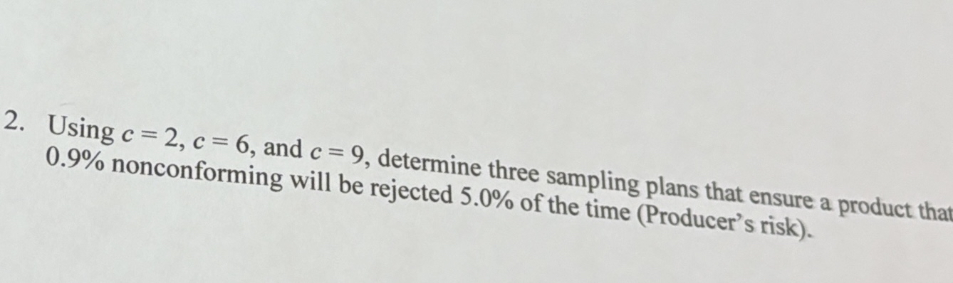 Solved Using c=2,c=6, ﻿and c=9, ﻿determine three sampling | Chegg.com