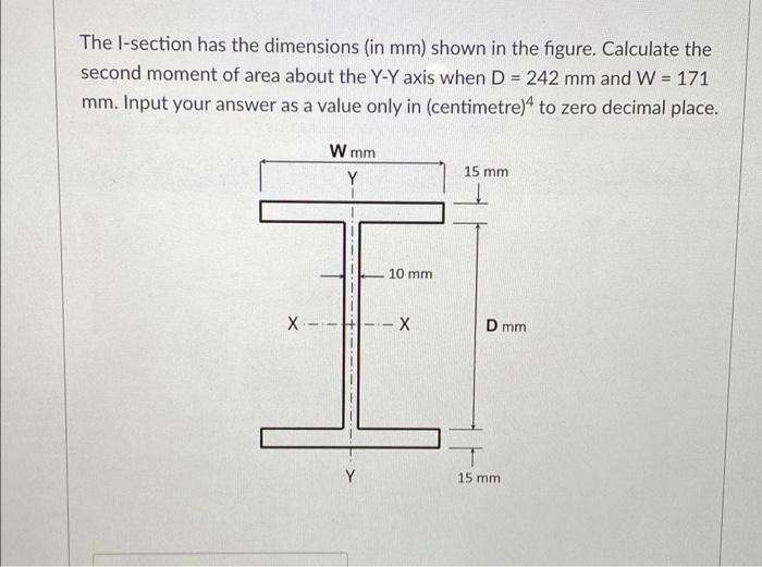 Solved The I-section has the dimensions (in mm) shown in the | Chegg.com