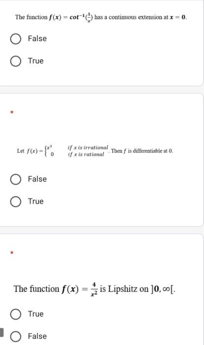 Solved The function f(x) = cot-has a continuous extension at | Chegg.com