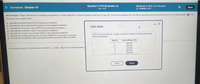Homework: Chapter 10 Question 7,P10-22 (smlar to HW | Chegg.com