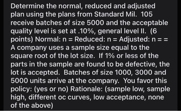 Solved Determine the normal, reduced and adjusted plan using | Chegg.com