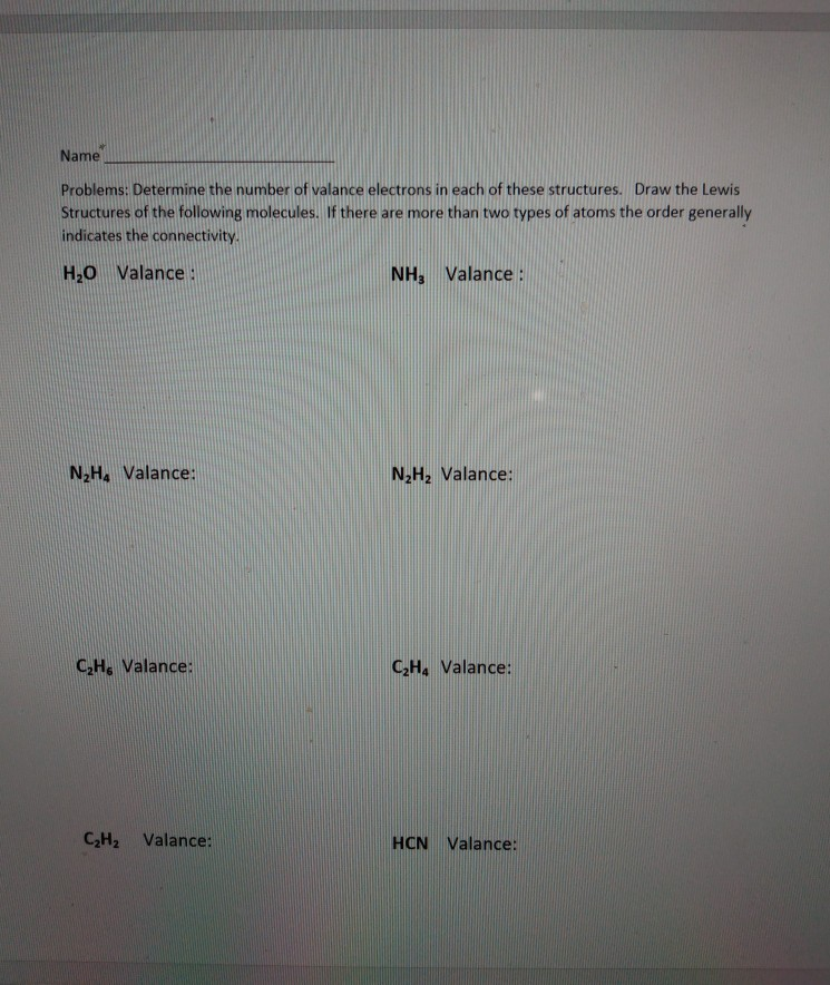 Solved Name Problems: Determine the number of valance | Chegg.com