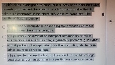 Solved Ralph's class is assigned to conduct a survey of | Chegg.com