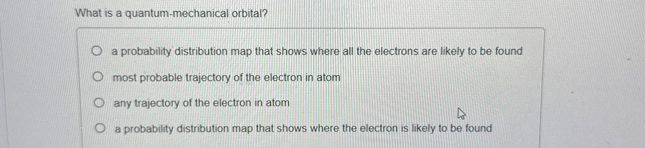 Solved What is a quantum-mechanical orbital?a probability | Chegg.com