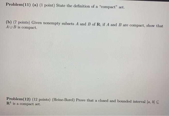 Solved Problem(11) (a) (1 point) State the definition of a | Chegg.com