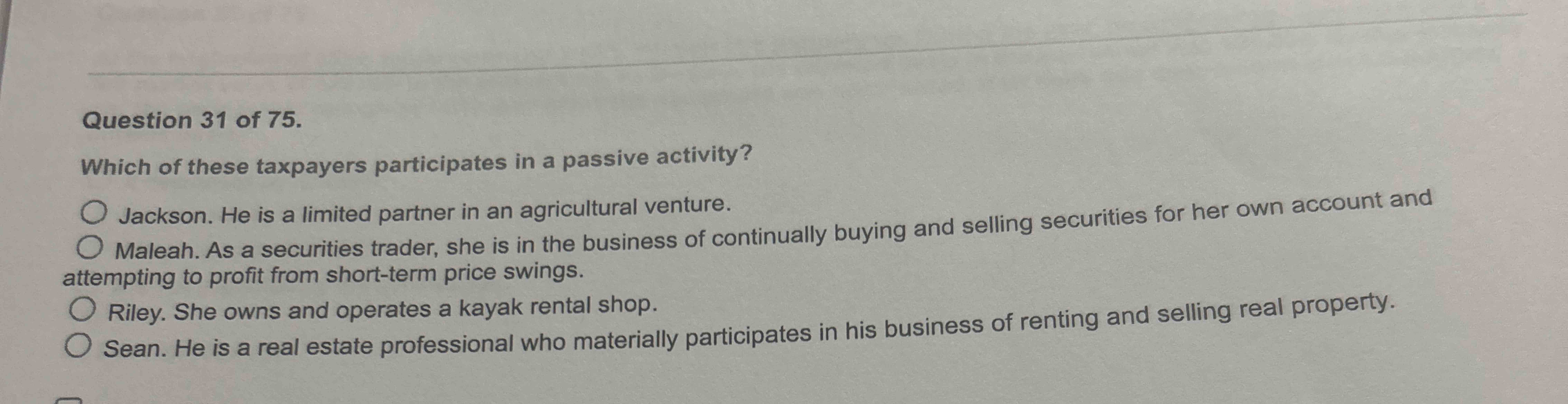 Solved Question 31 ﻿of 75.Which of these taxpayers | Chegg.com
