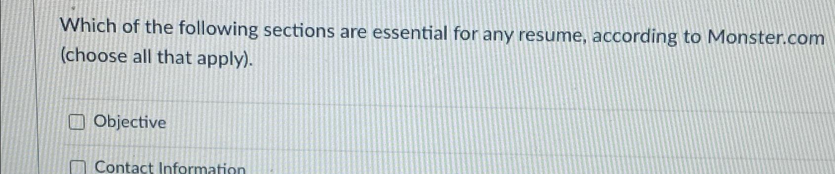 Solved Which of the following sections are essential for any | Chegg.com