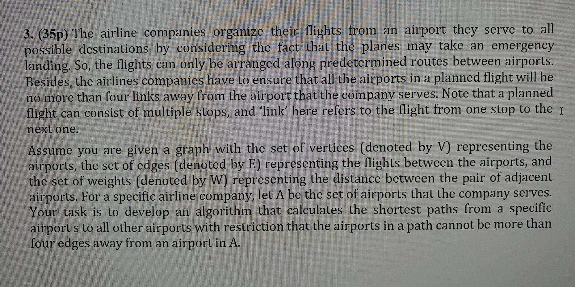 3. (35p) The airline companies organize their flights | Chegg.com