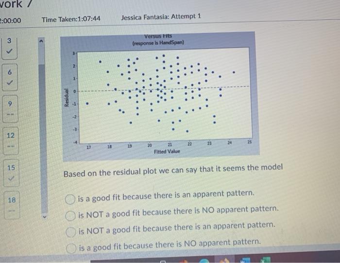 Solved vork / 2:00:00 Time Taken:1:07:44 Jessica Fantasia: | Chegg.com