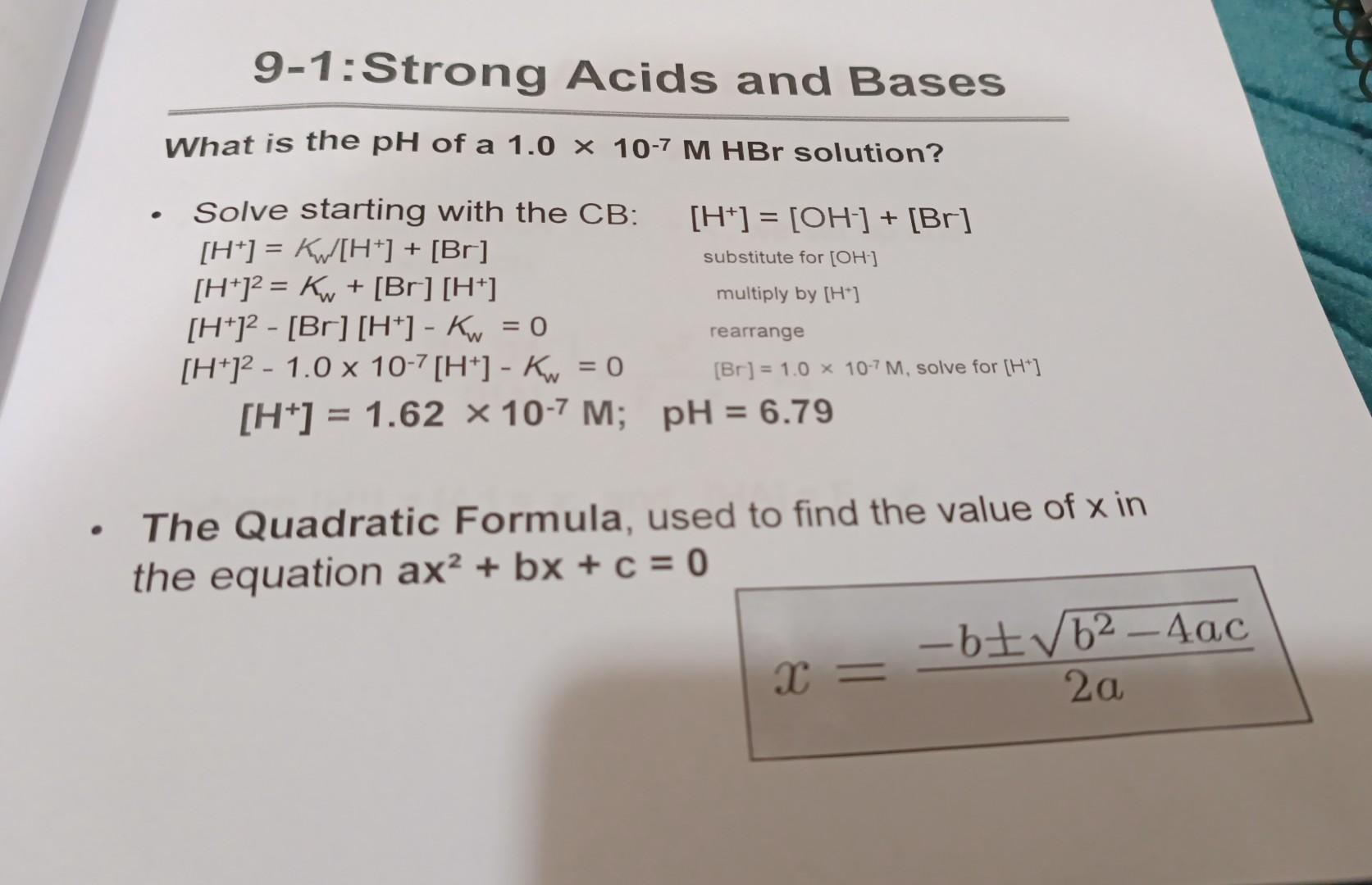 Solved What is the pH of a 1.0×10−7MHBr solution? Solve | Chegg.com