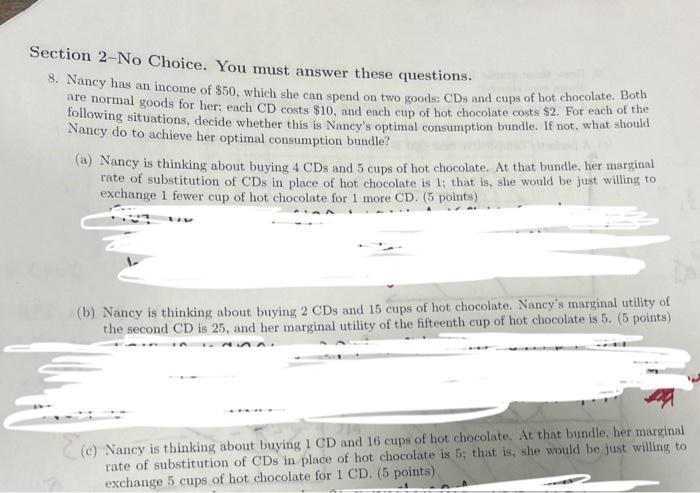 Solved ection 2-No Choice. You must answer these questions. | Chegg.com