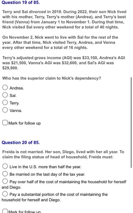 Solved Terry and Sal divorced in 2019. During 2022, their | Chegg.com