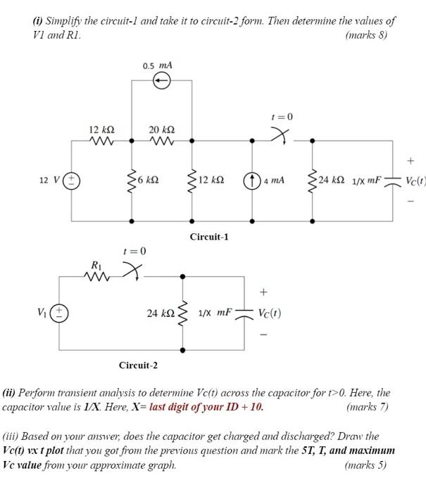 Solved (i) Simplify the circuit-1 and take it to circuit-2 | Chegg.com