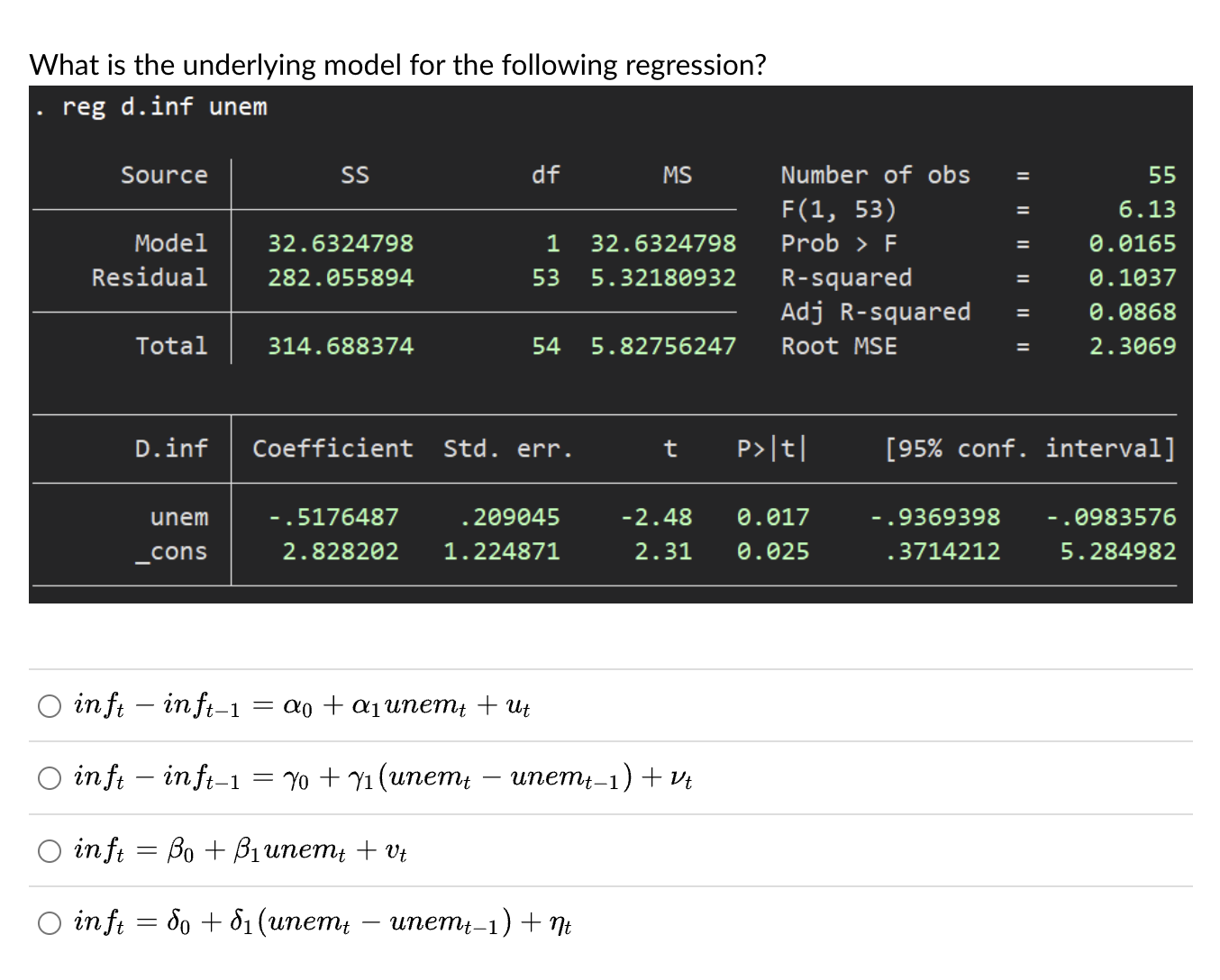 Solved What is the underlying model for the following | Chegg.com