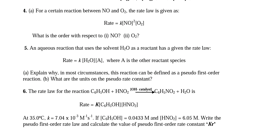 Solved 4. (a) For a certain reaction between NO and O2, the | Chegg.com