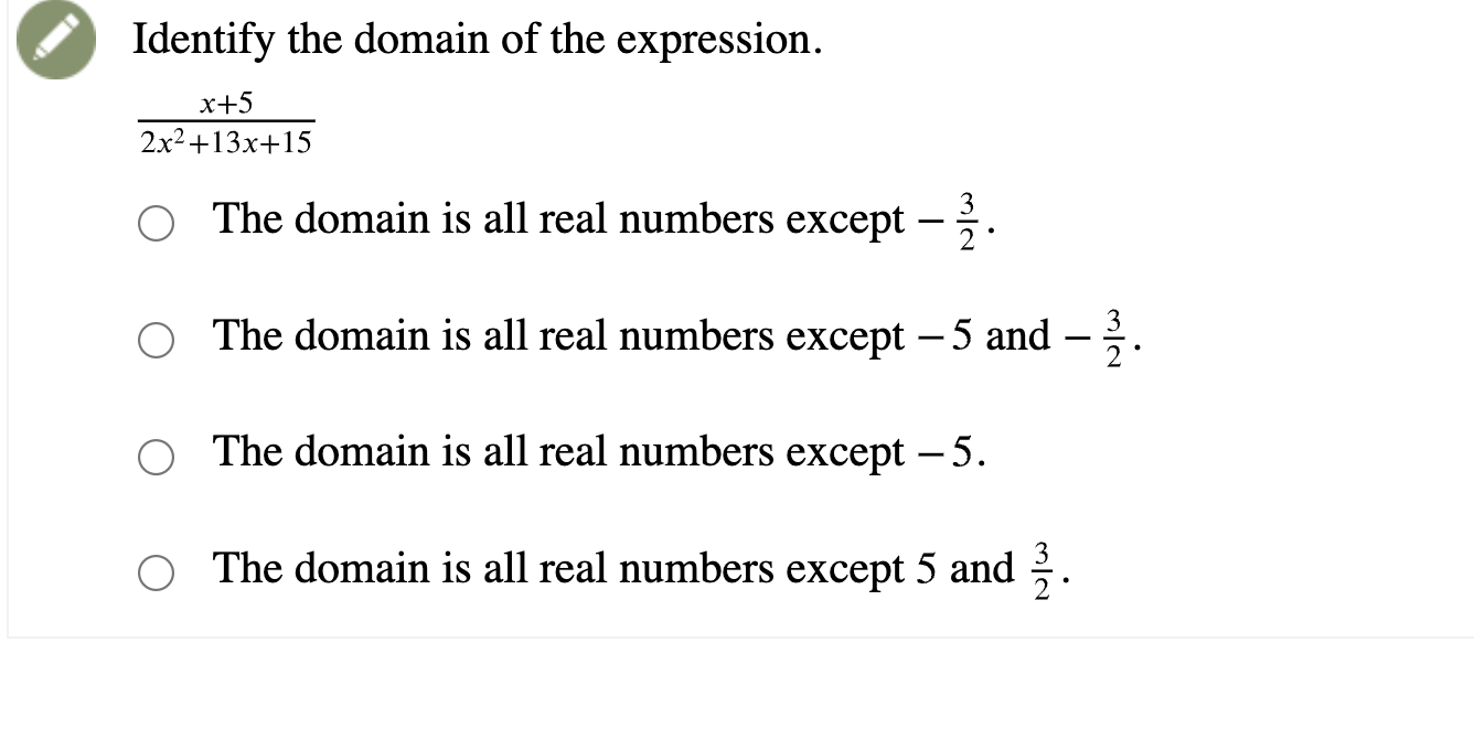 Solved Identify the domain of the | Chegg.com
