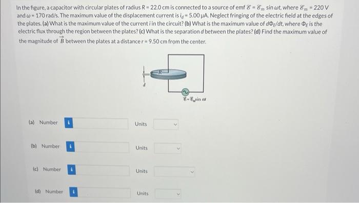 Solved In the figure, a capacitor with circular plates of | Chegg.com