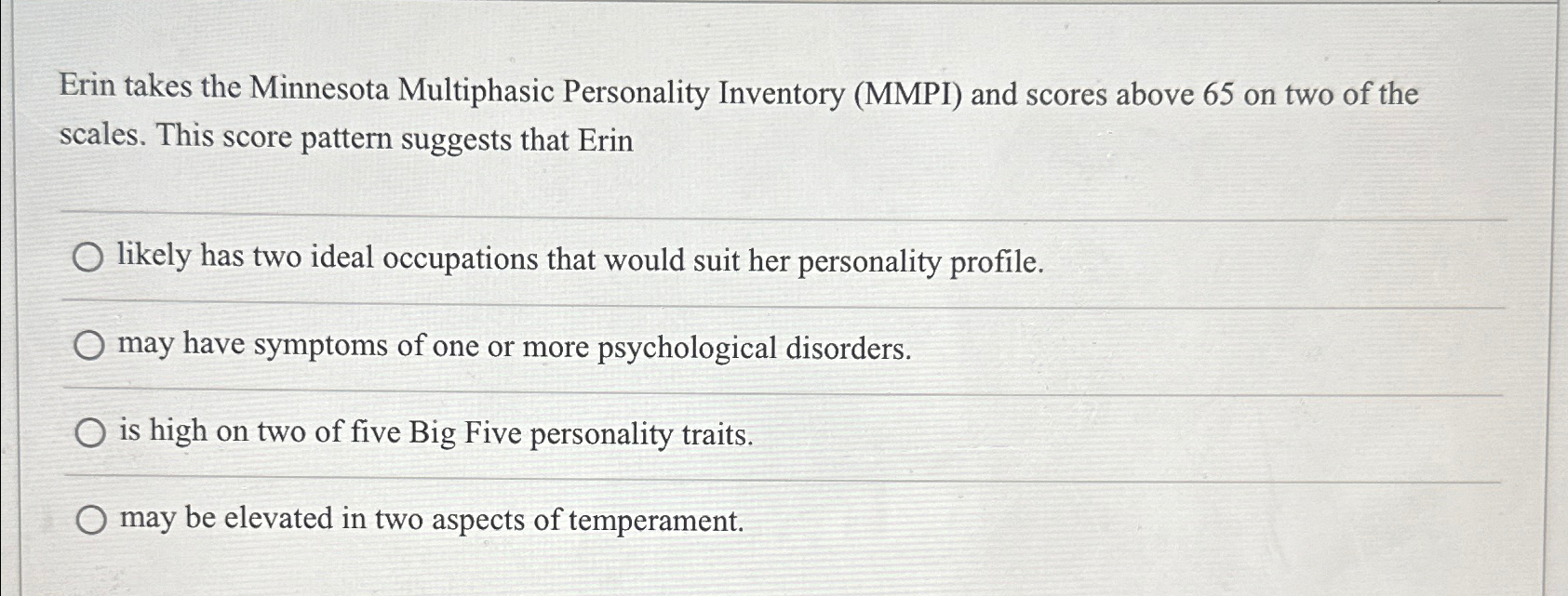 Solved Erin takes the Minnesota Multiphasic Personality | Chegg.com