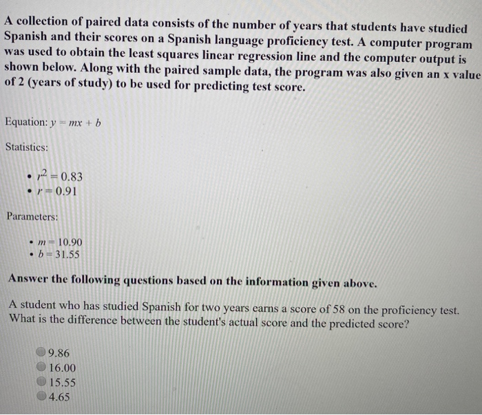Solved A collection of paired data consists of the number of | Chegg.com