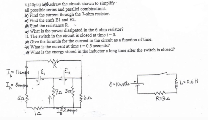 Solved 4.(40pts) Redraw the circuit shown to simplify all | Chegg.com