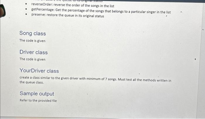 Solved - reverseOrder: reverse the order of the songs in the | Chegg.com