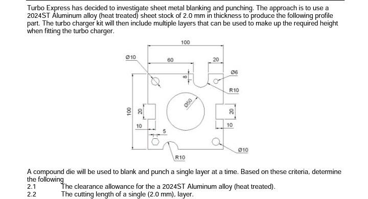 Turbo Express has decided to investigate sheet metal | Chegg.com