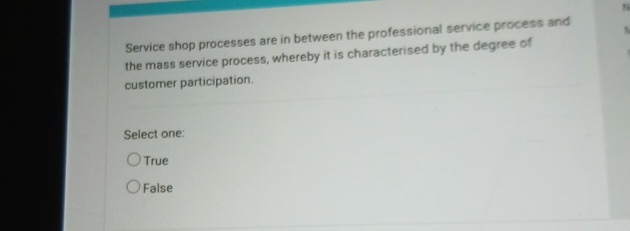 Solved Service shop processes are in between the | Chegg.com