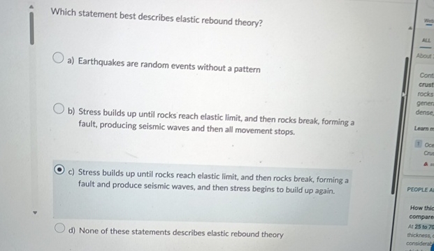 Solved Which statement best describes elastic rebound | Chegg.com