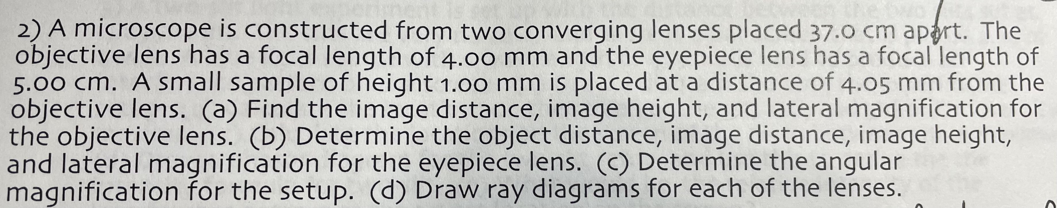 Solved A microscope is constructed from two converging | Chegg.com