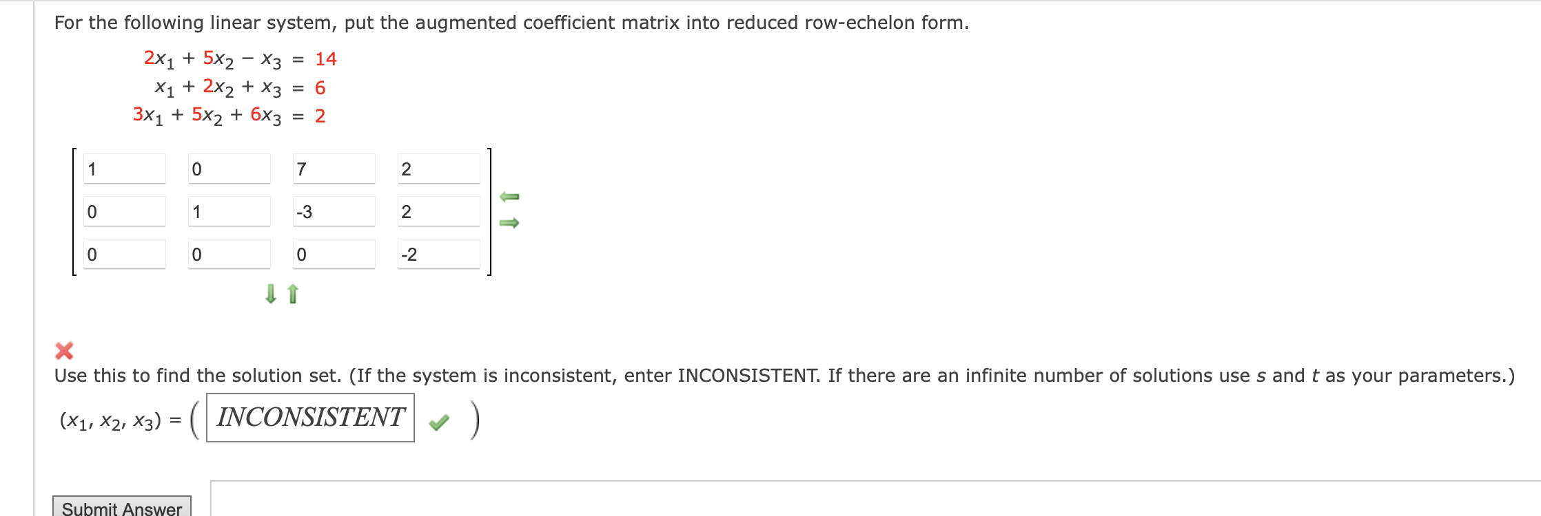Solved For the following linear system, put the augmented | Chegg.com