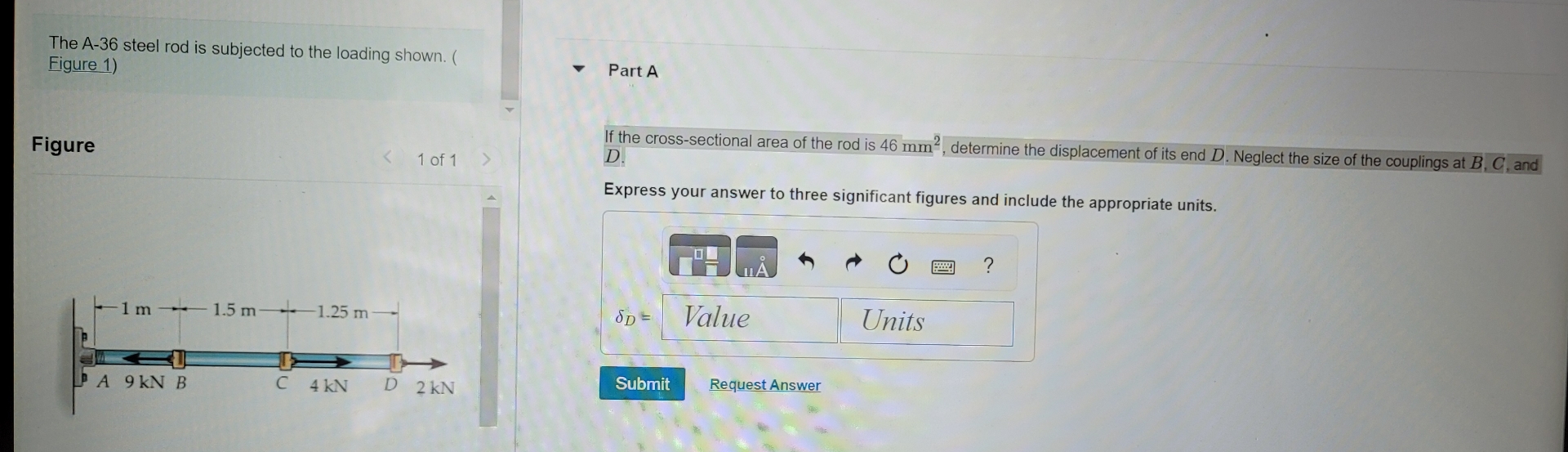 Solved How to solve The A-36 ﻿steel rod is subjected to the | Chegg.com