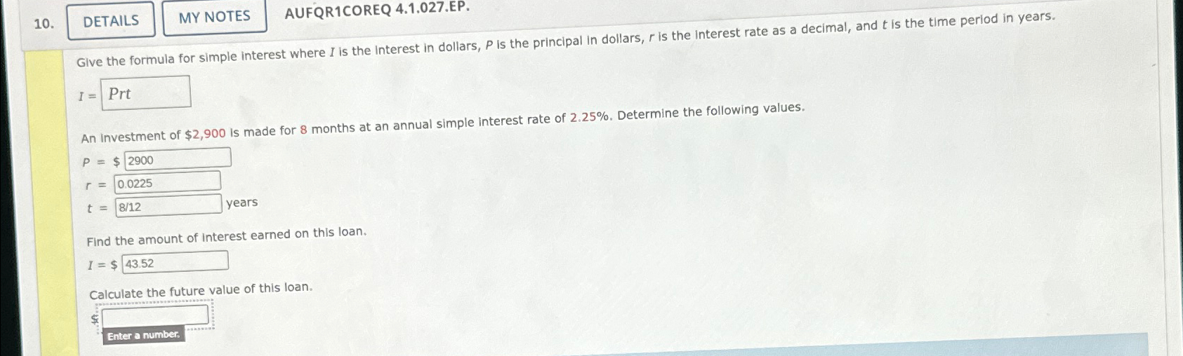 Solved AUFQR1COREQ 4.1.027.EP.Give the formula for simple | Chegg.com