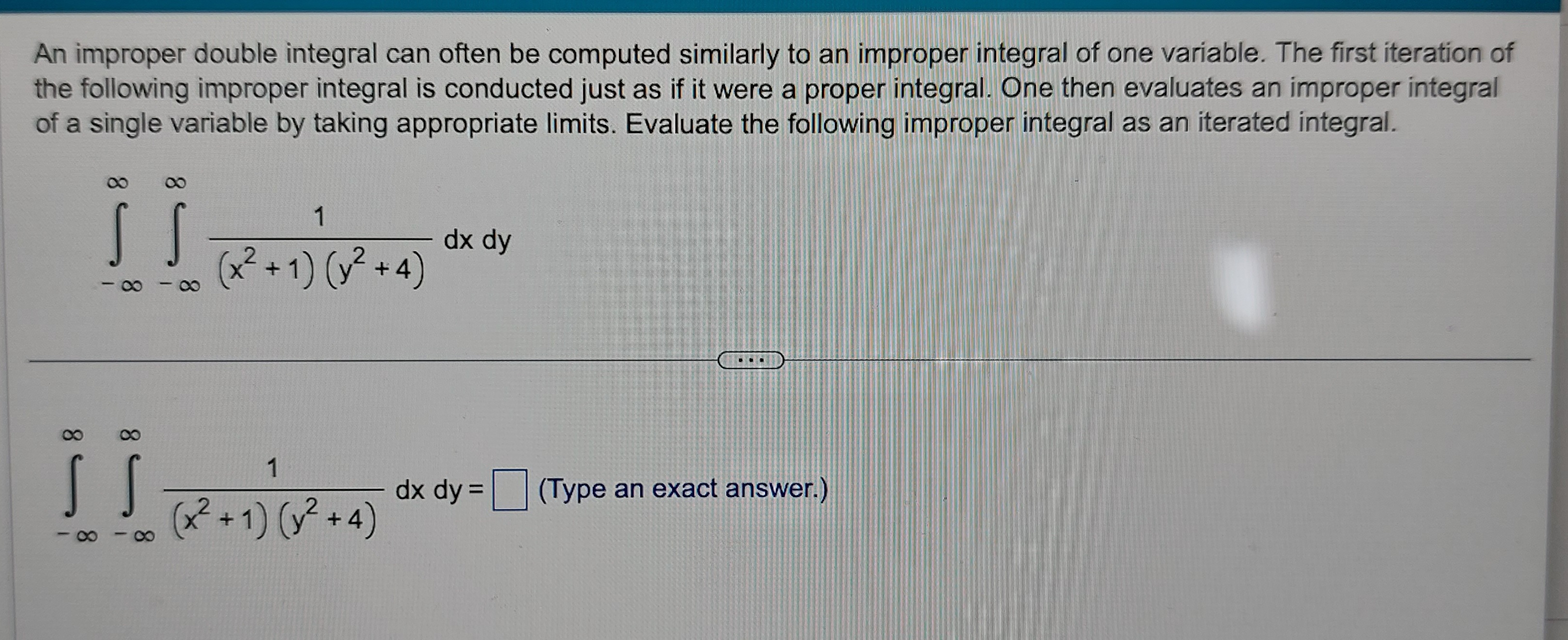 Solved An improper double integral can often be computed | Chegg.com