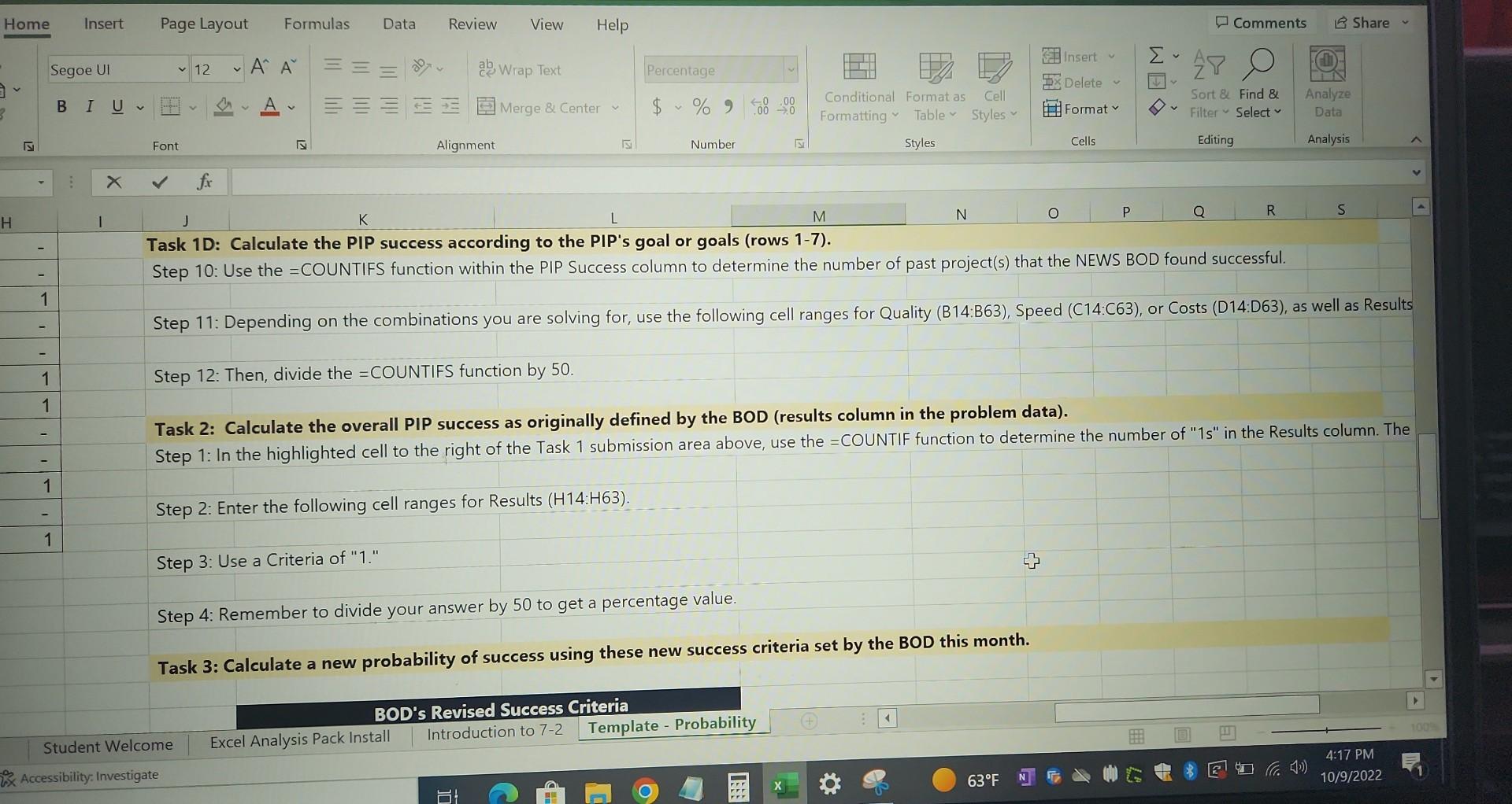 Solved Step 1: Use the Countif function to determine the | Chegg.com