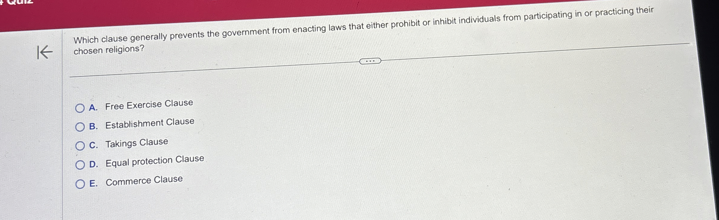 Solved Which clause generally prevents the government from | Chegg.com