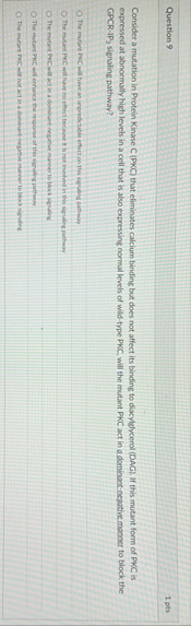 Solved Question 91 ﻿ptsConsider a mutation in Protein Kinase | Chegg.com