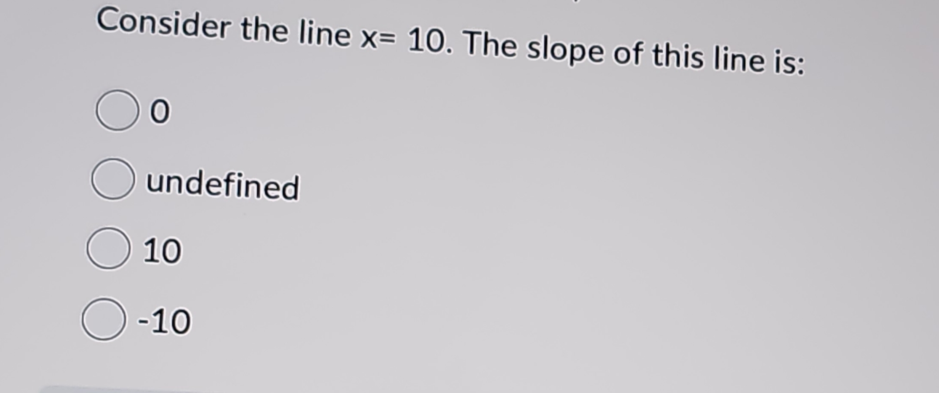 Solved Consider the line x=10. ﻿The slope of this line | Chegg.com