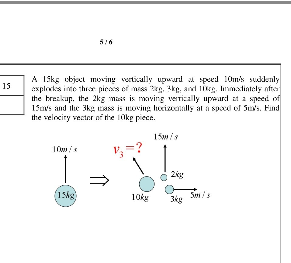 Solved 5/6 15 A 15kg object moving vertically upward at | Chegg.com