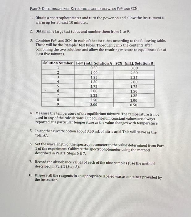 Solved Determine the concentrations of Fe3+ and SCN−in all | Chegg.com