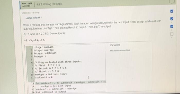 Solved CHALLENGE ACTIVITY 4052641475 4.9.2: Writing for | Chegg.com