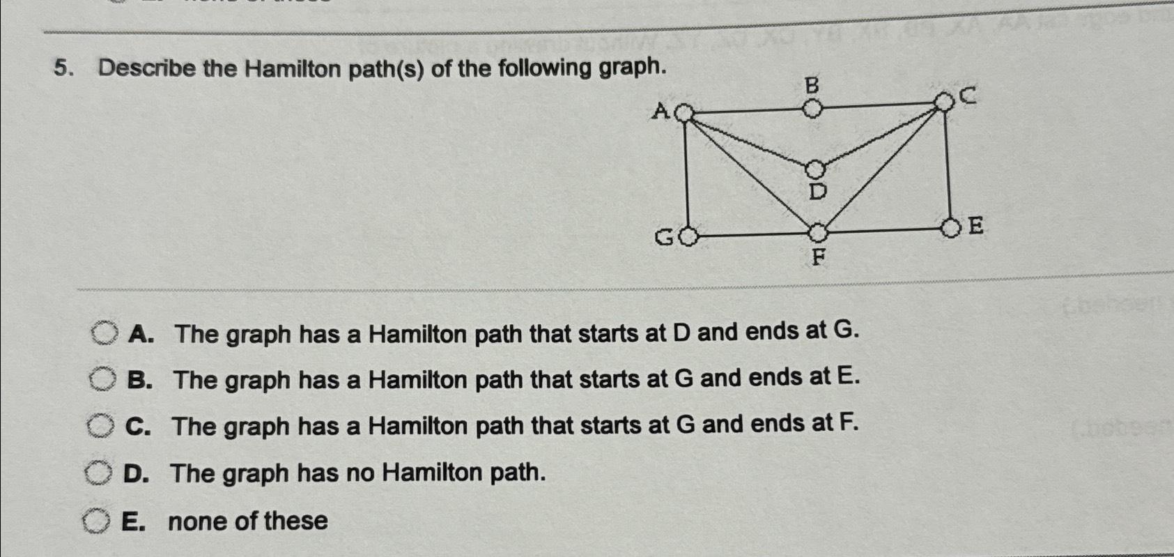 Solved Describe the Hamilton path(s) ﻿of the following | Chegg.com