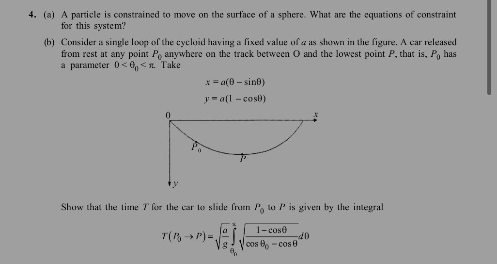 Solved (a) ﻿A particle is constrained to move on the surface | Chegg.com
